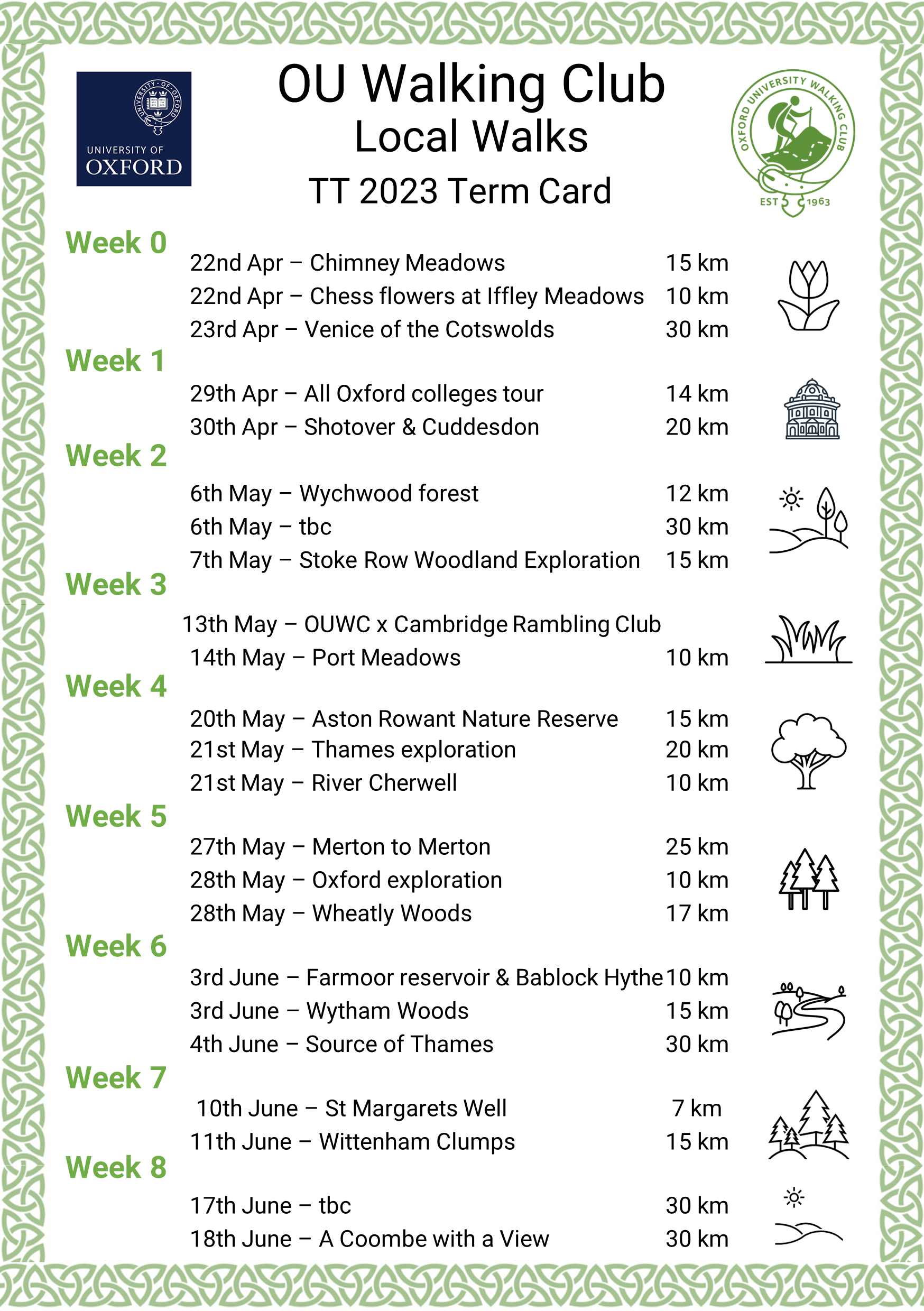 Local Walks Trinity Term 2023 – Oxford University Walking Club